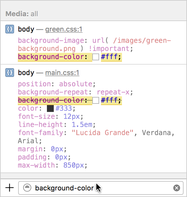 Styles Sidebar Refinements in Web Inspector | WebKit
