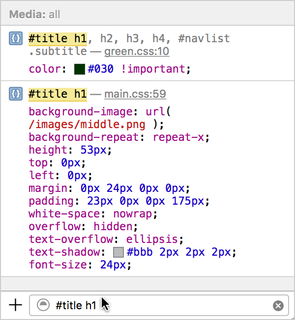 Styles Sidebar Refinements in Web Inspector | WebKit