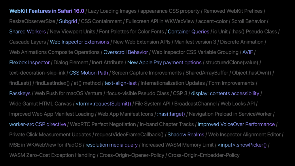 WebKit Features in Safari 16.0 | WebKit