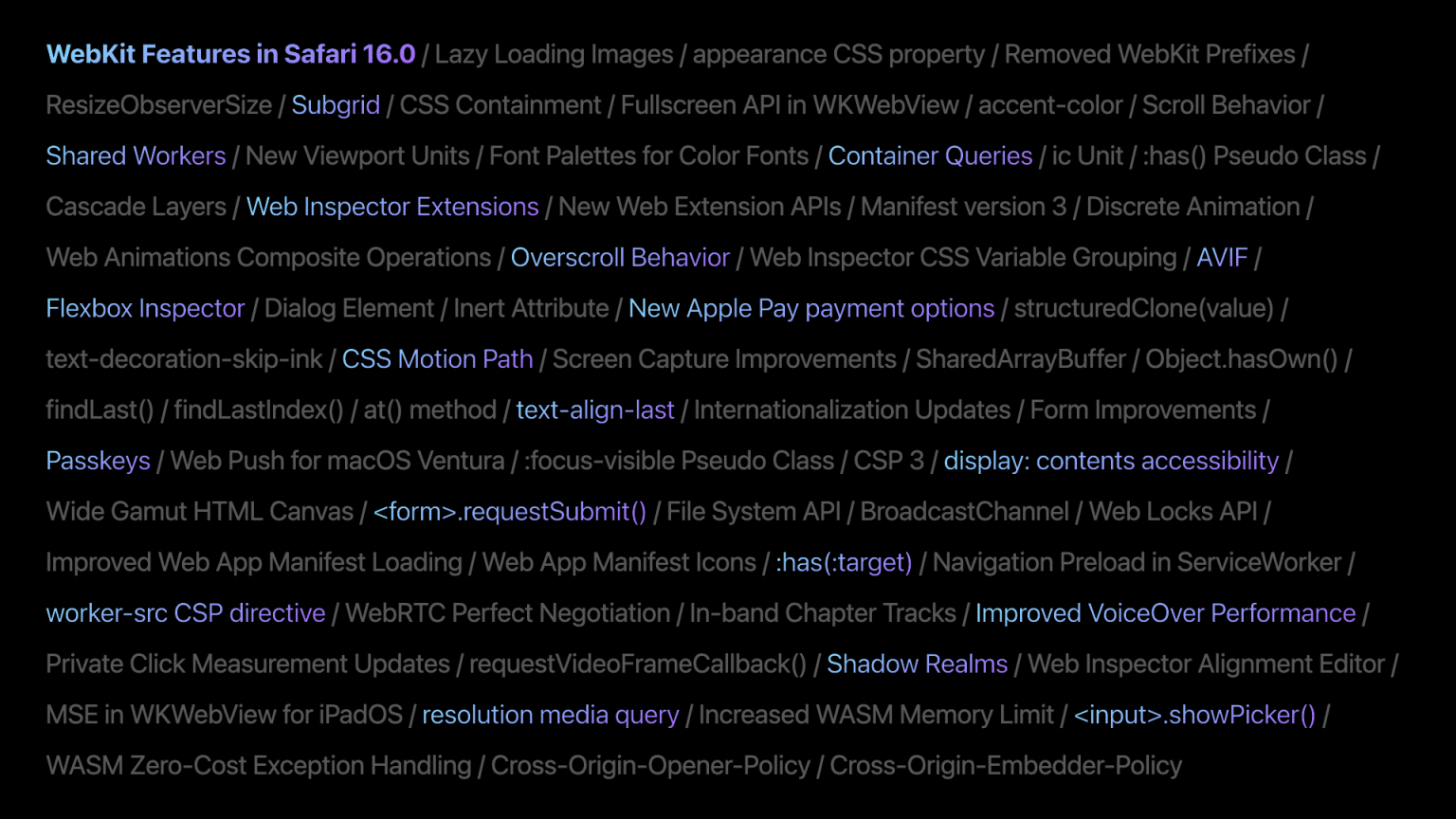 WebKit Features in Safari 16.0 | WebKit