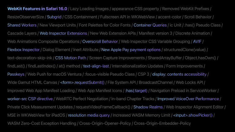 WebKit Features in Safari 16.0 | WebKit