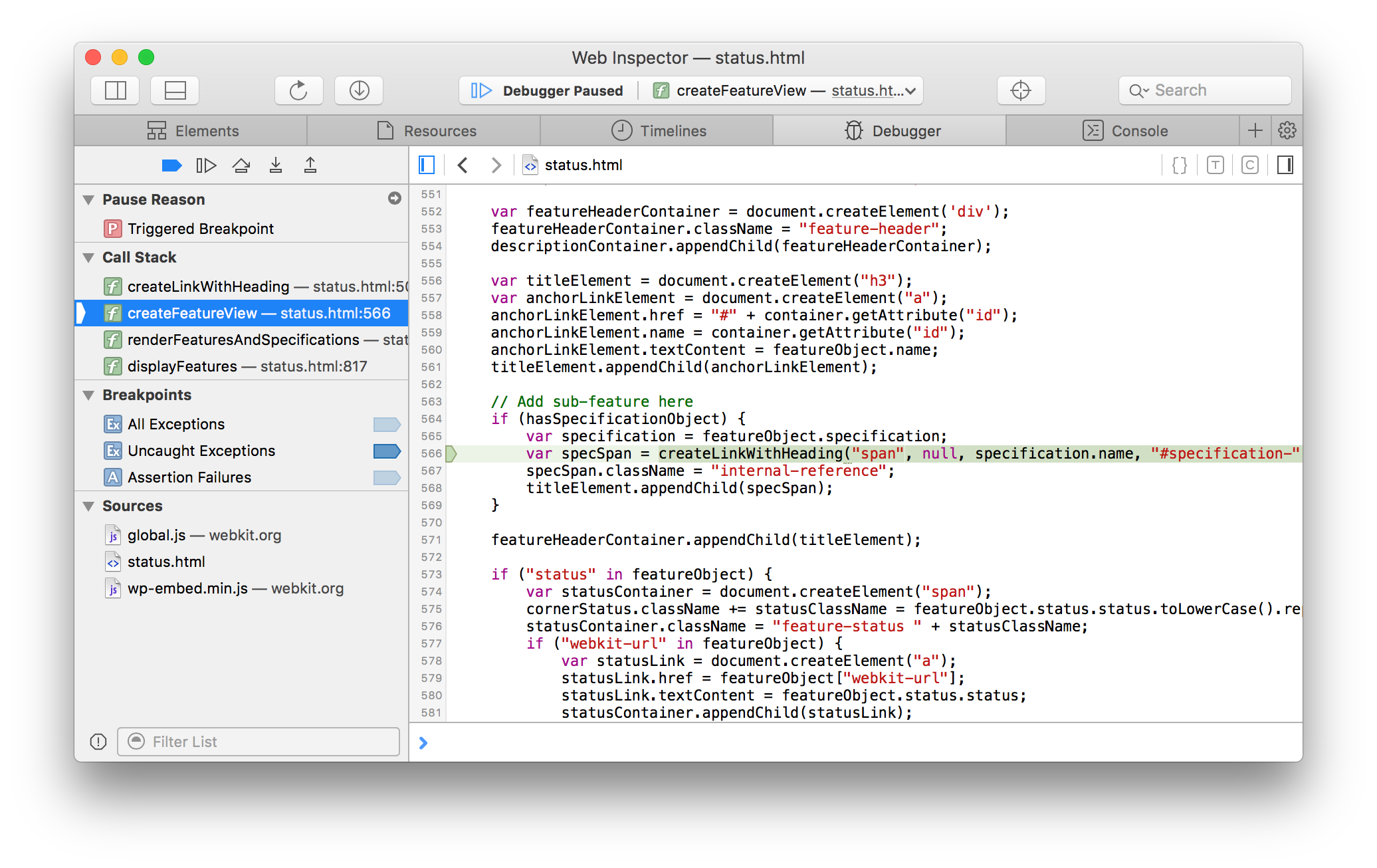 Javascript Debugging Improvements Webkit