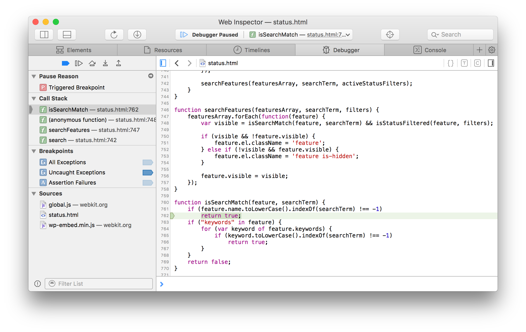 Javascript Debugging Improvements Webkit