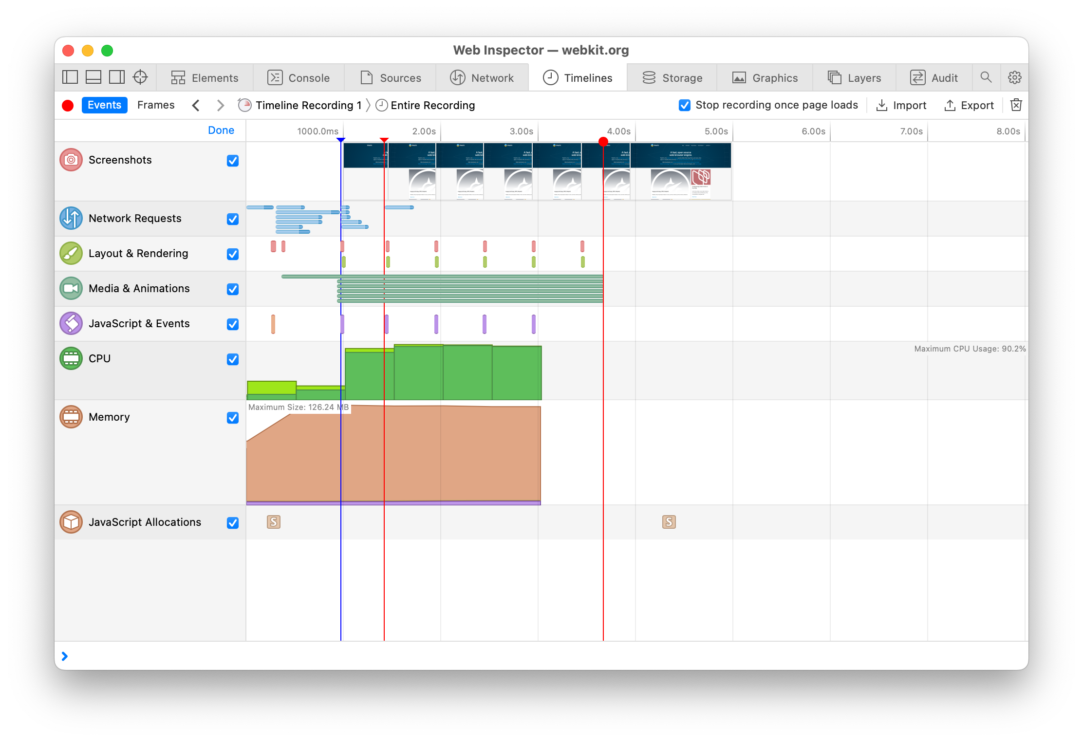 Timelines Tab Webkit
