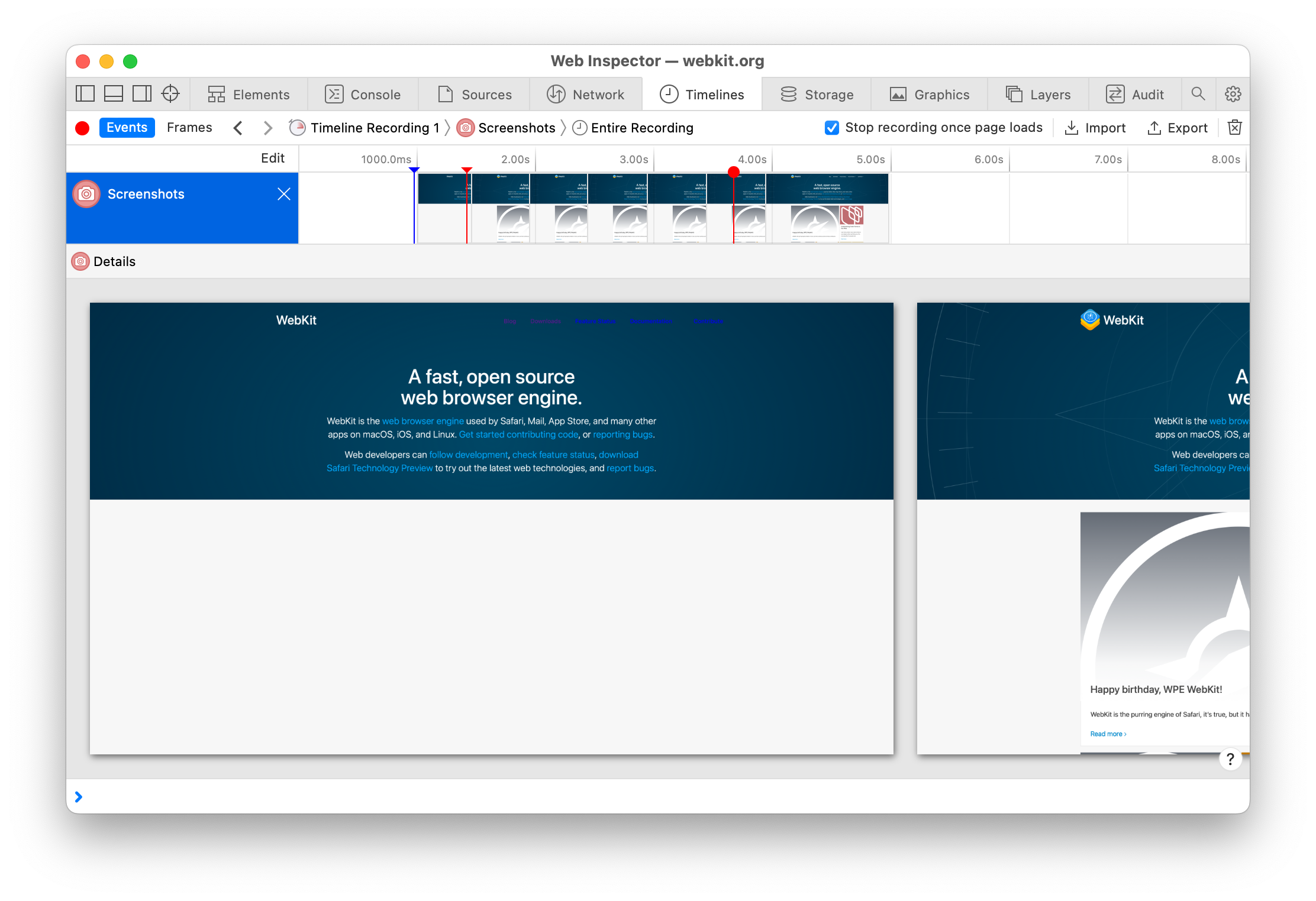 Timelines Tab Webkit